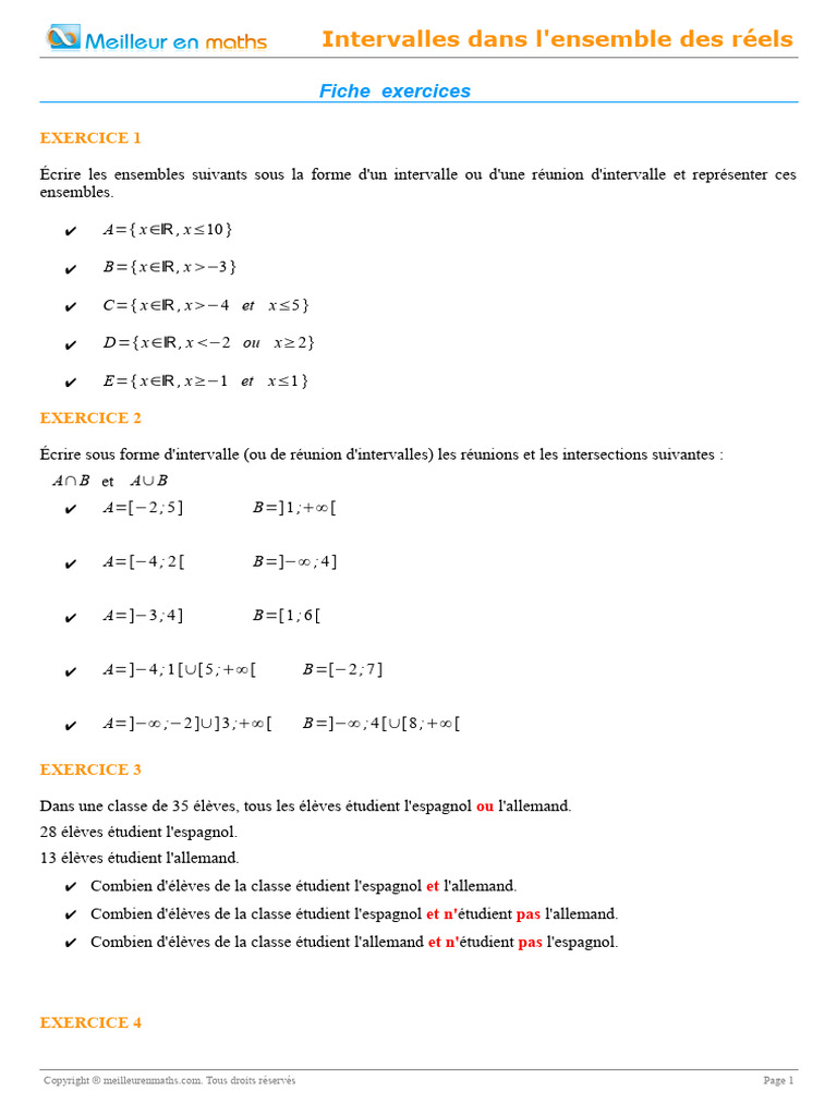 Seconde Intervalles Ex | PDF