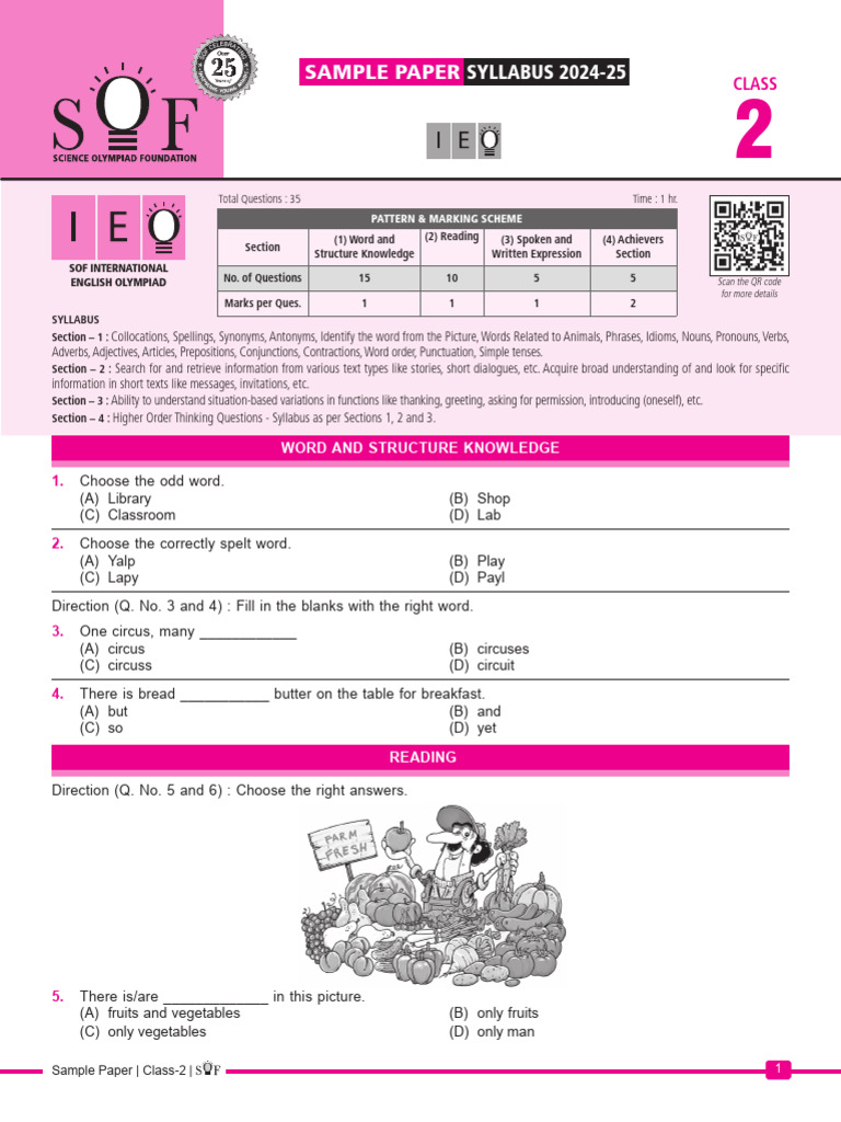 Ieo Sample Paper Class-2 | PDF