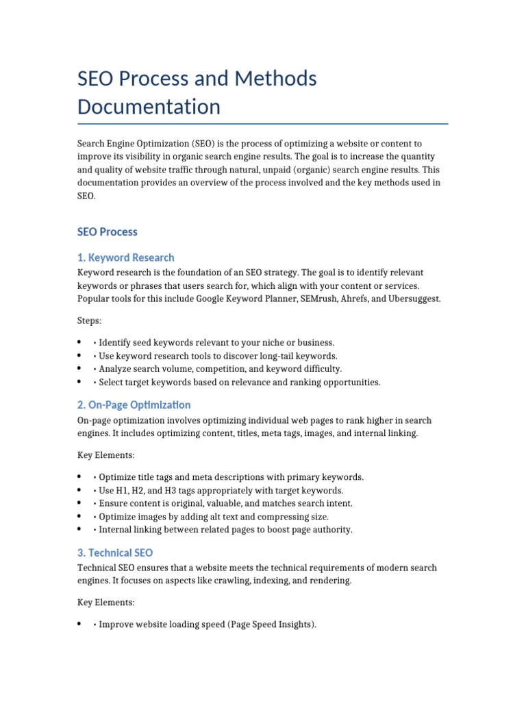 SEO Process and Methods Documentation | PDF | Search Engine Optimization | Search Engine Software