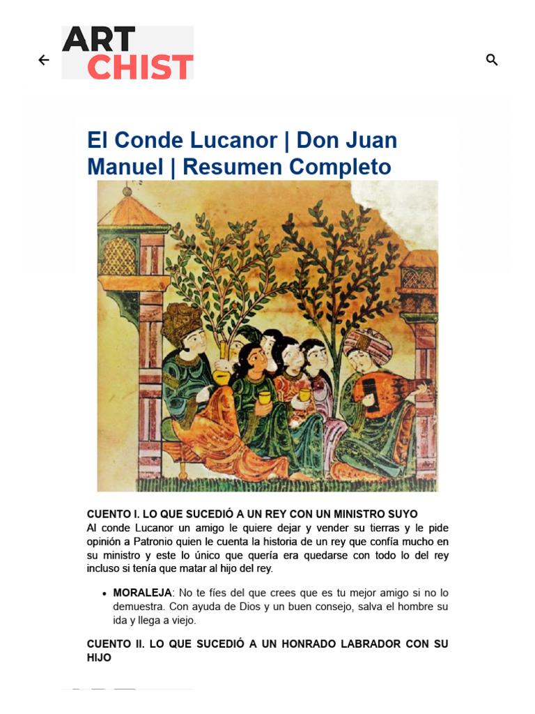 El Conde Lucanor - Don Juan Manuel - Resumen Completo | PDF