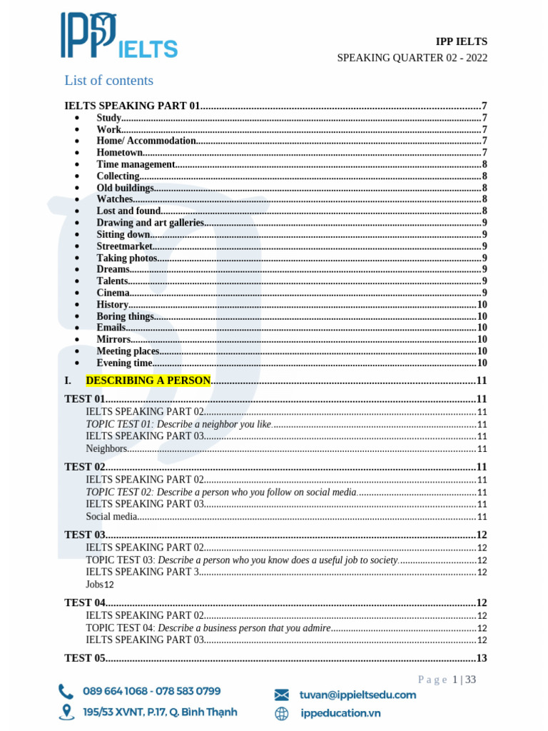 Ipp Ielts Speaking Quarter 02 2022 1 | PDF | International English ...