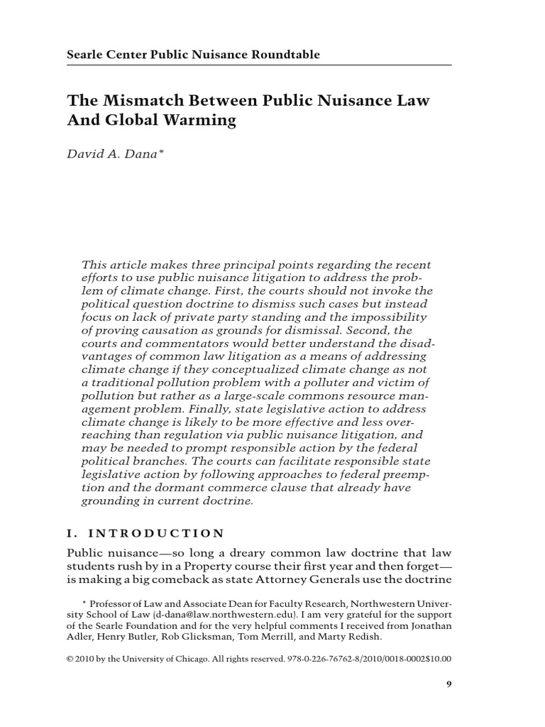 Public Nuisance Law and Climate Change | PDF | Lawsuit | Law