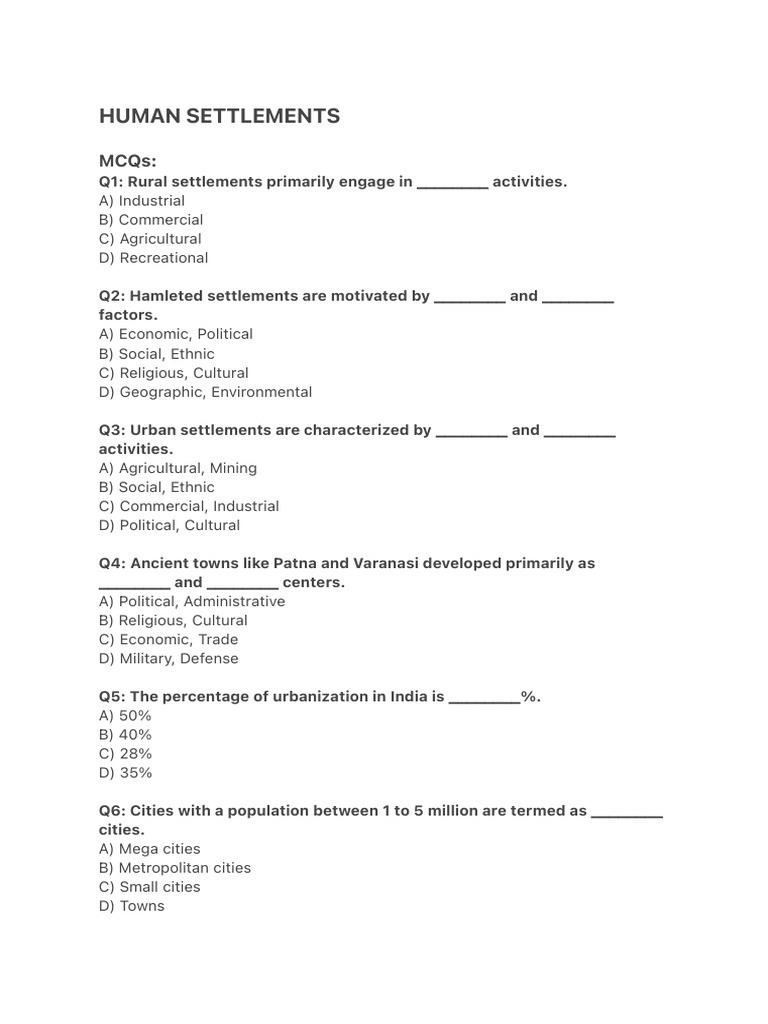Human Settlements | PDF
