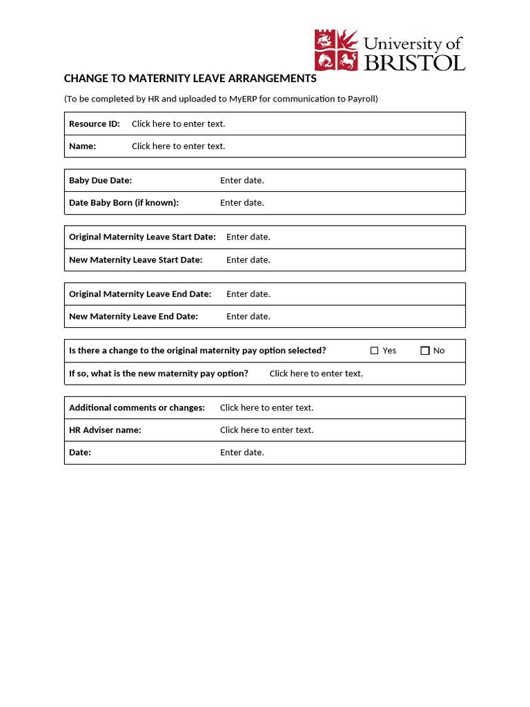 Mat Leave Change Form | PDF