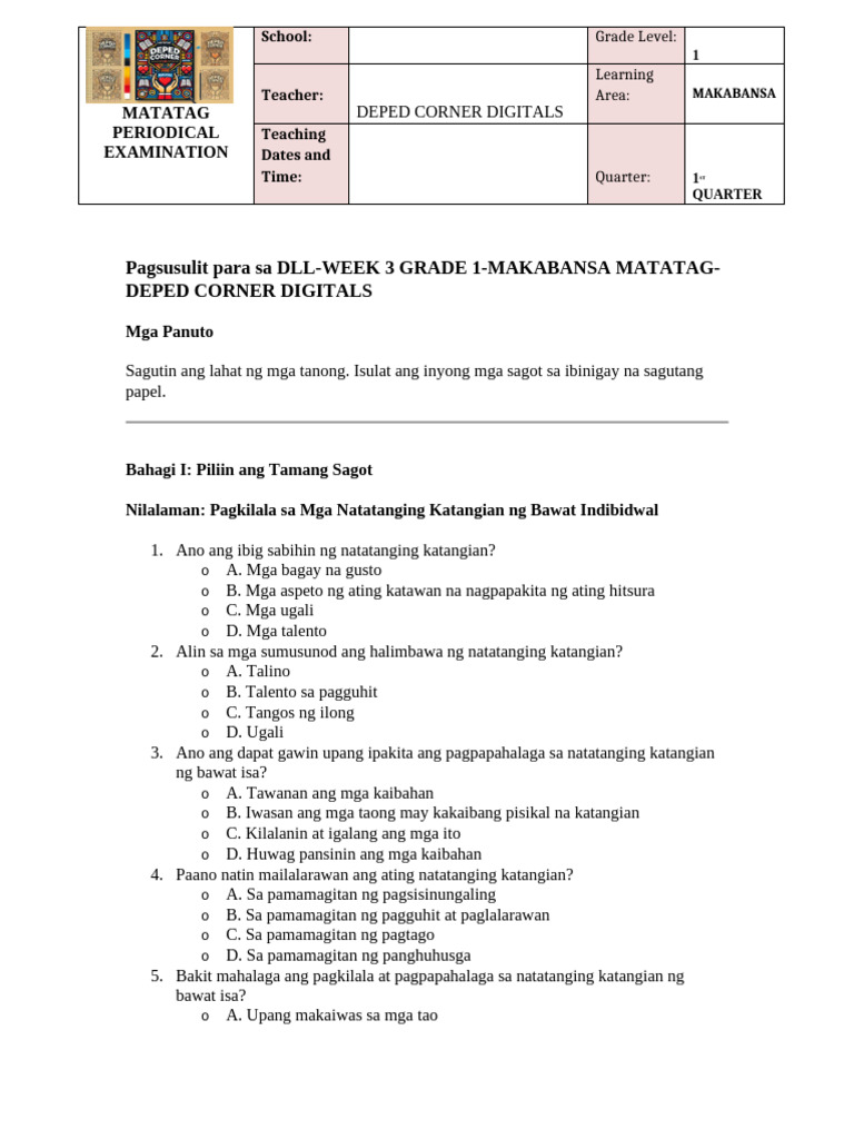 Pt-week -Makabansa -Deped Corner Digitals | PDF