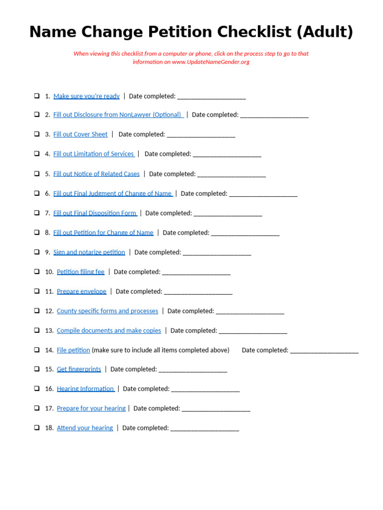 Petition Checklist Adult | PDF