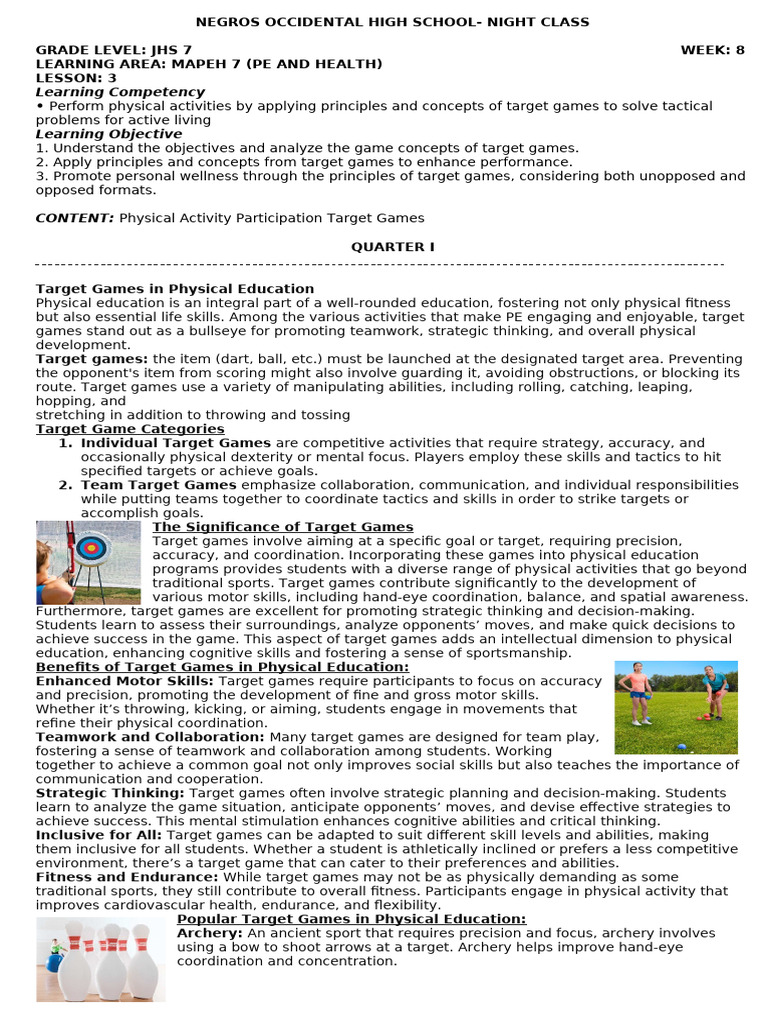 WEEK 8-LESSON 3-PE and HEALTH - G7-FINAL | PDF