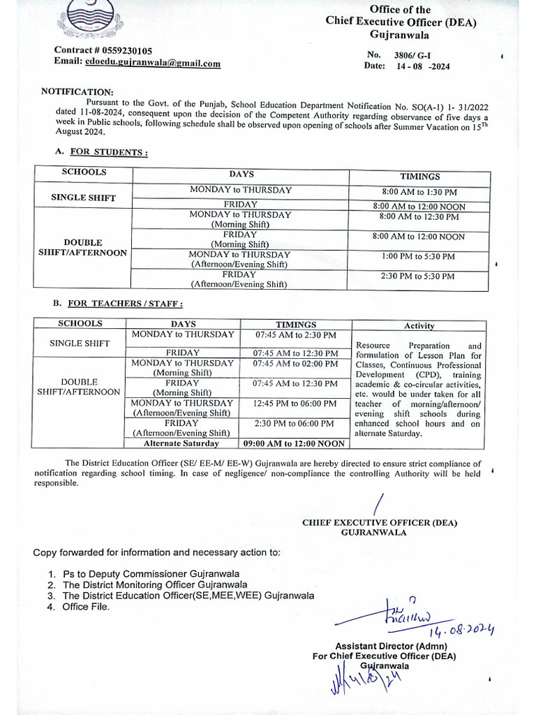 School Timings | PDF