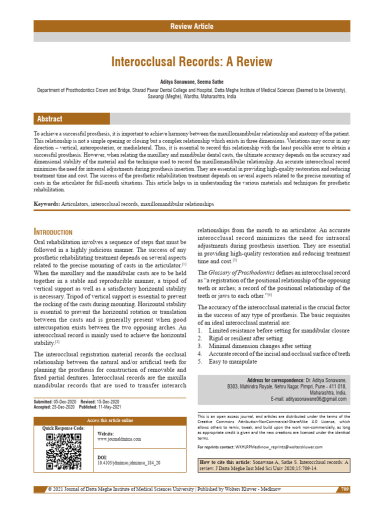 Interocclusal Records A Review.40 | PDF