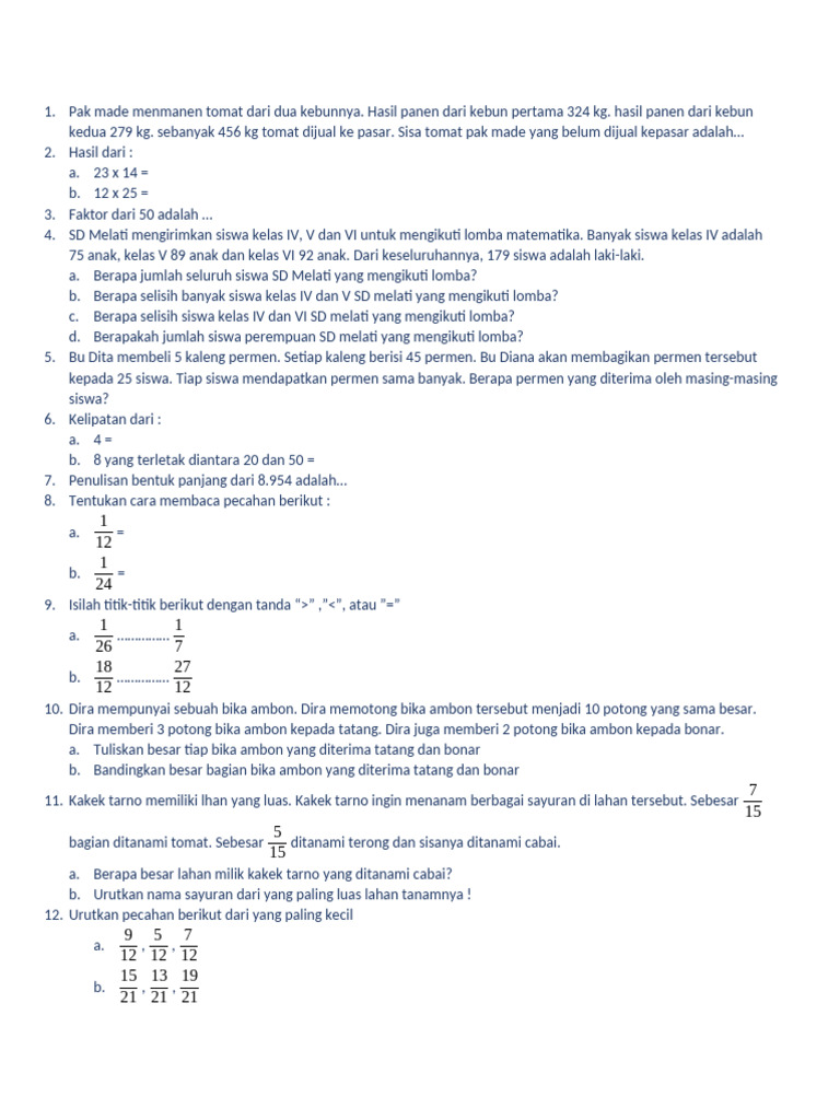 Les MTK Kelas 4 | PDF