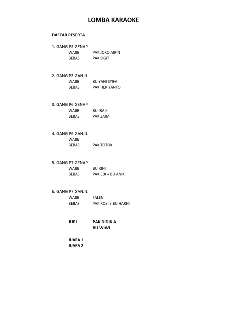 Lomba Karaoke | PDF
