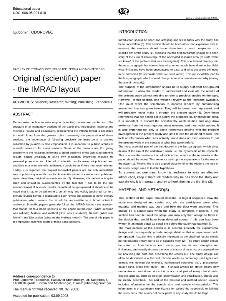 IMRAD - Format - Writing | PDF