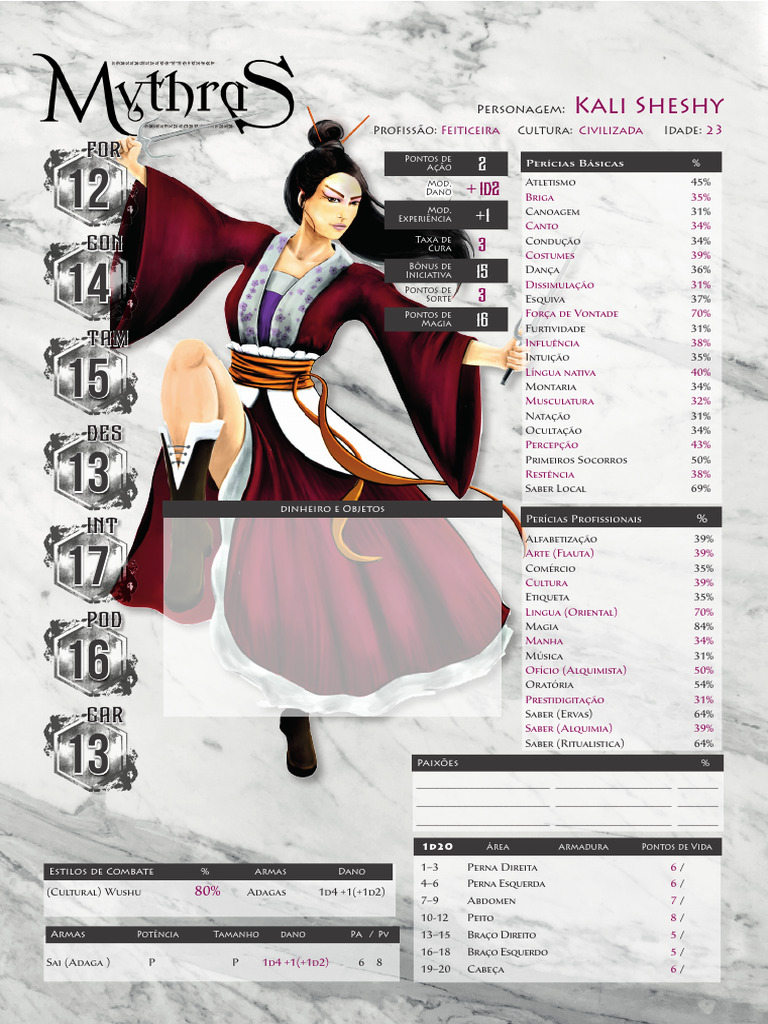 Mythras Imperative Planilhas Valliant | PDF