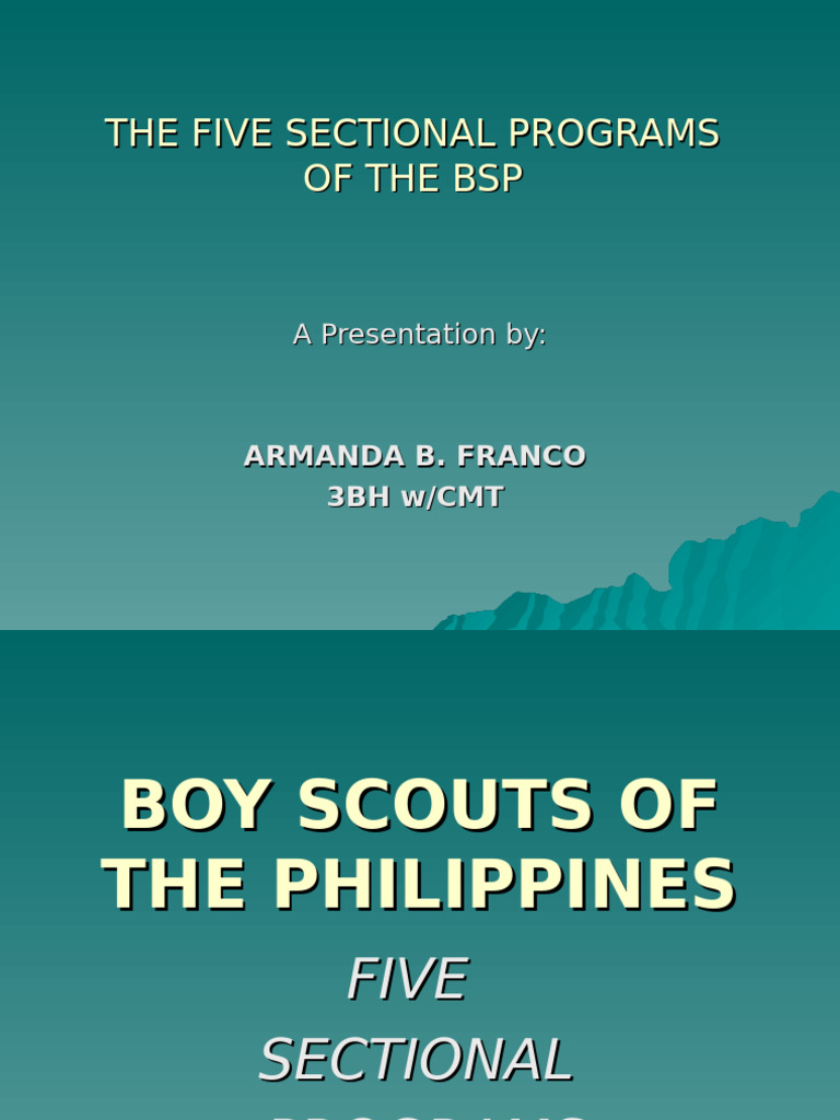 Five Sectional Programs of BSP | PDF | Scouting | Wellness