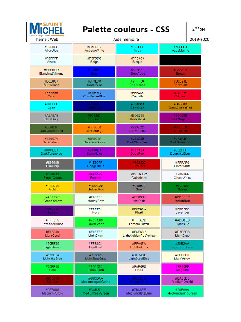 Palette Couleurs CSS | PDF