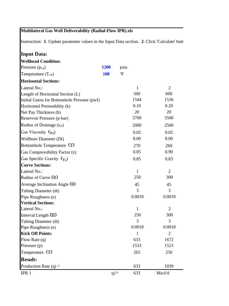 Multilateral Gas Well Deliverability Radial Flow IPR | PDF