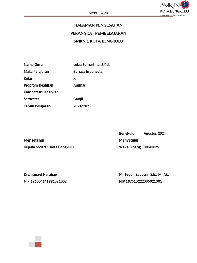 Halaman Pengesahan Modul | PDF