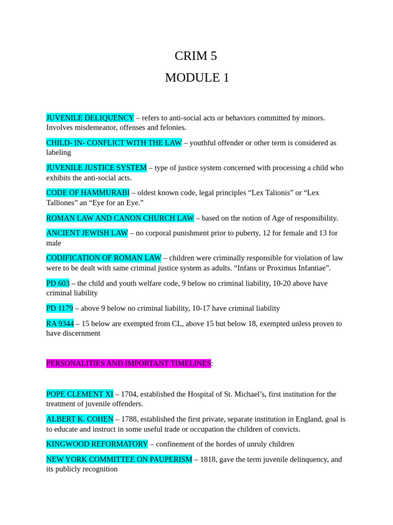 Crim 5 Midterm Reviewer | PDF