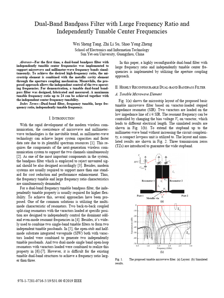 Dual-Band Bandpass Filter With Large Frequency Ratio and Independently ...