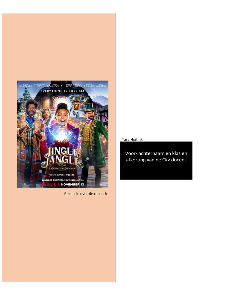Voorbeeld Recensie Over Recensie Opdr. Jingle Jangle | PDF