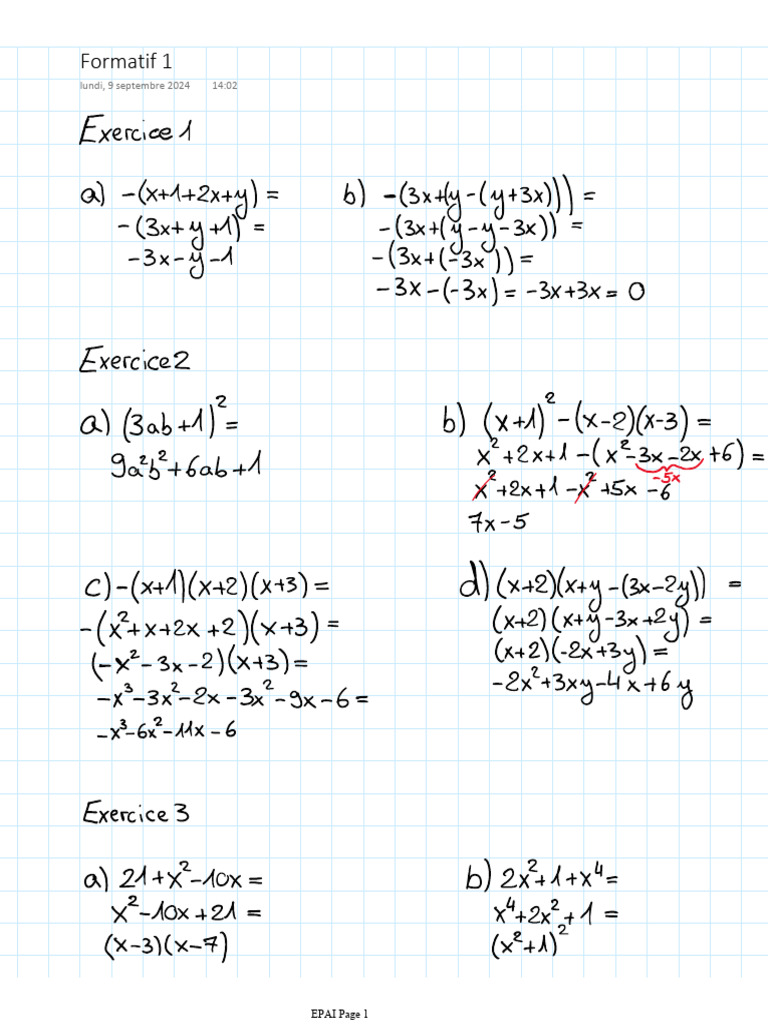 Corrigé Test Formatif1 | PDF Corrigé Test Formatif1 | PDF