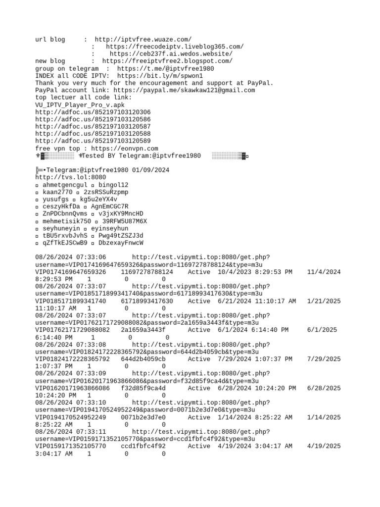 Xterm M3u M3u8 Iptv 2025 Codes For One Year For Free | PDF | Internet | Computers