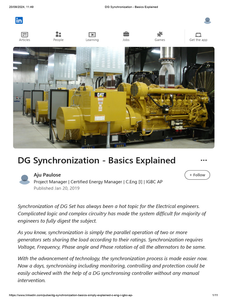 DG Synchronization - Basics Explained | PDF