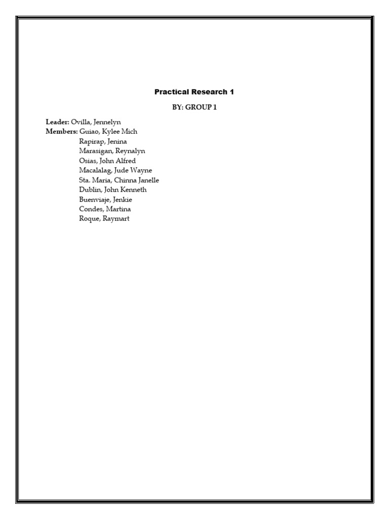 Practical Research 1 - Group 1 DLP 2 | PDF