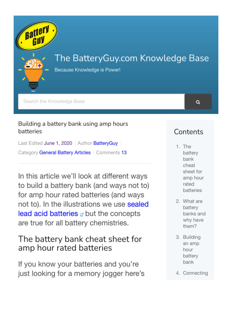 Building A Battery Bank Using Amp Hours Batteries - BatteryGuy - Com ...