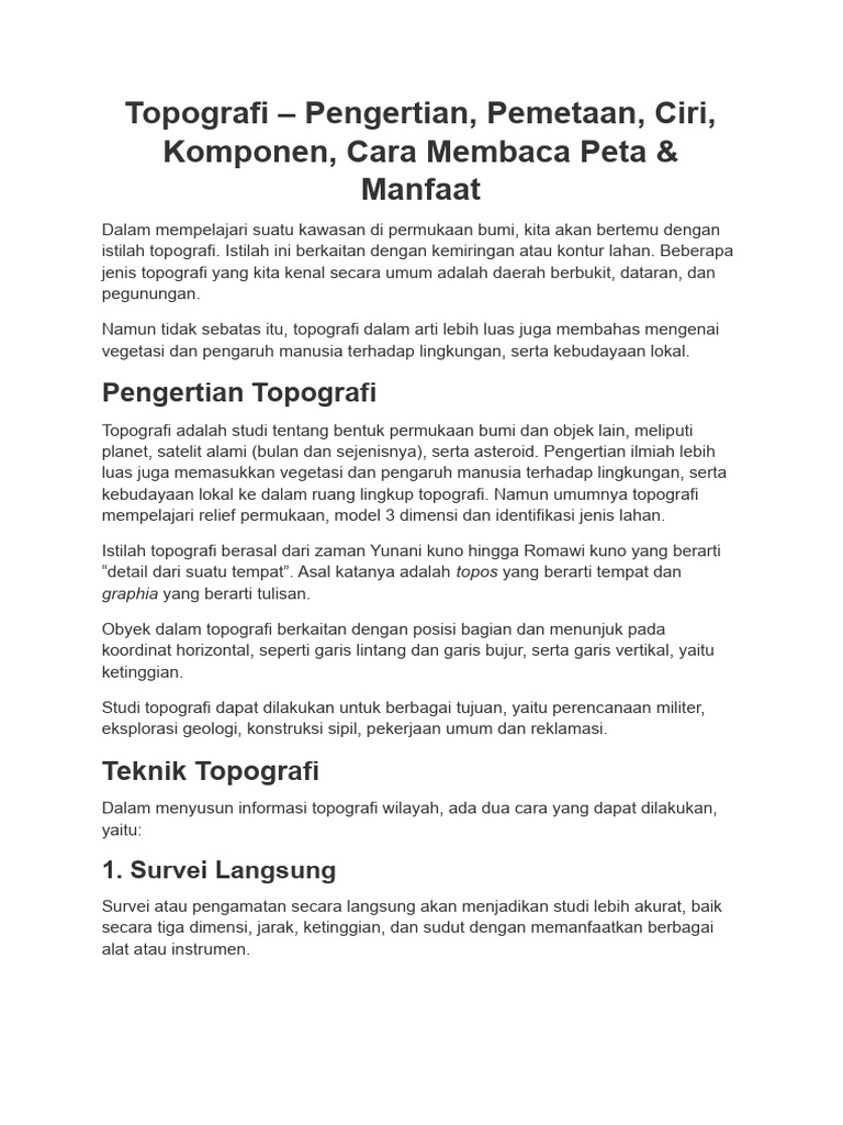 Topografi - Pengertian, Pemetaan, Ciri, Komponen, Cara Membaca Peta ... Topografi - Pengertian, Pemetaan, Ciri, Komponen, Cara Membaca Peta ...