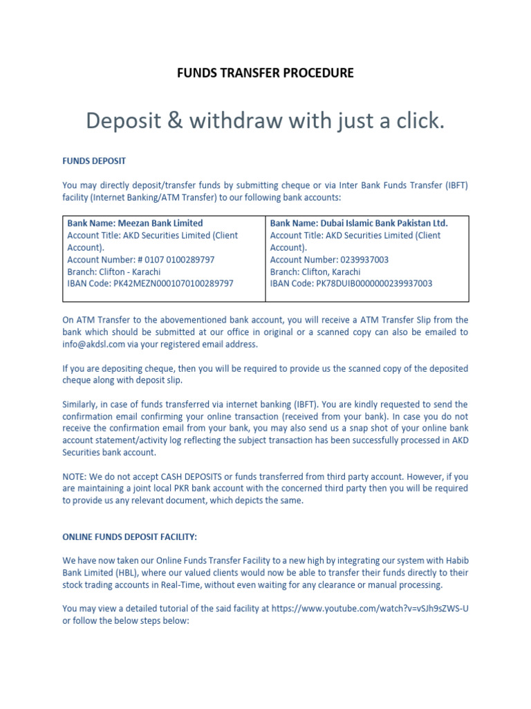 AKD Securities Funds Transfer Guide | PDF | Banks | Login