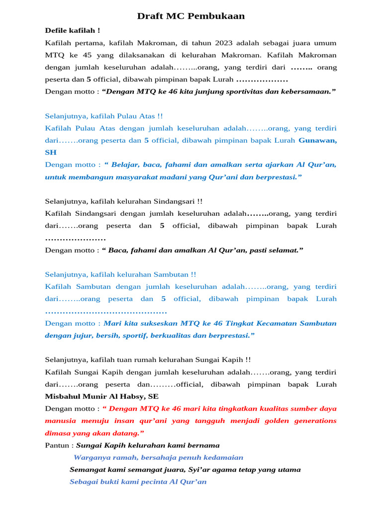 MC Pembukaan 2024 | PDF