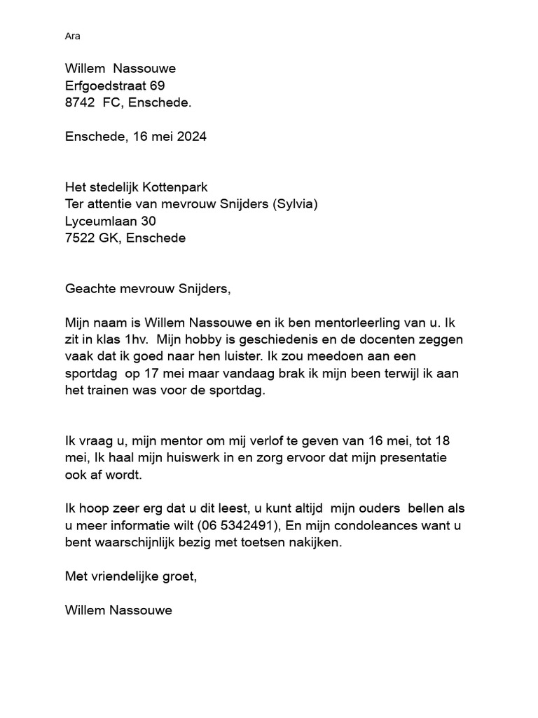 Een Zakelijke Brief Schrijven. | PDF