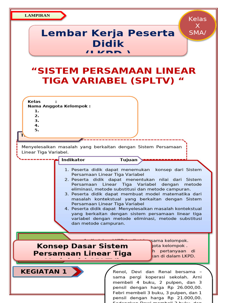 LKPD SPLTV | PDF