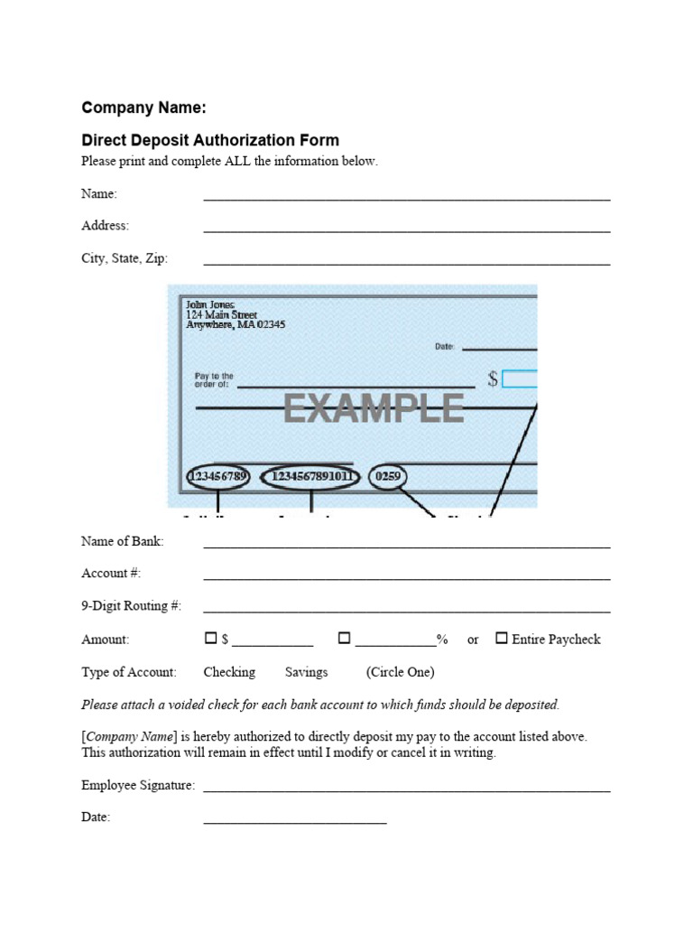 Employee Direct Deposit Form | PDF