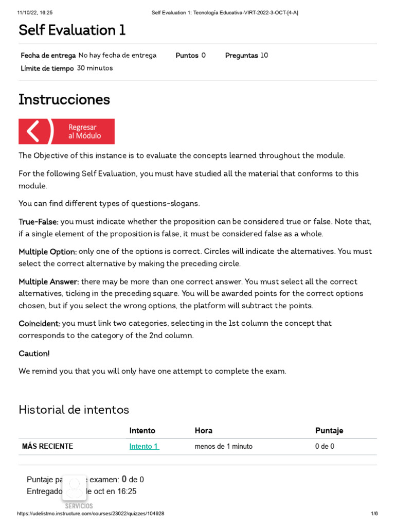 Self Evaluation 1_ Tecnología Educativa | PDF