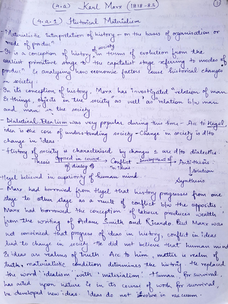 Paper 1- Chapter 4 - Karl Marx | PDF