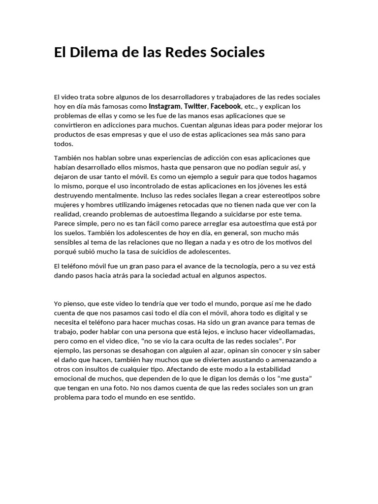 El Dilema de Las Redes Sociales | PDF | Ciencias sociales
