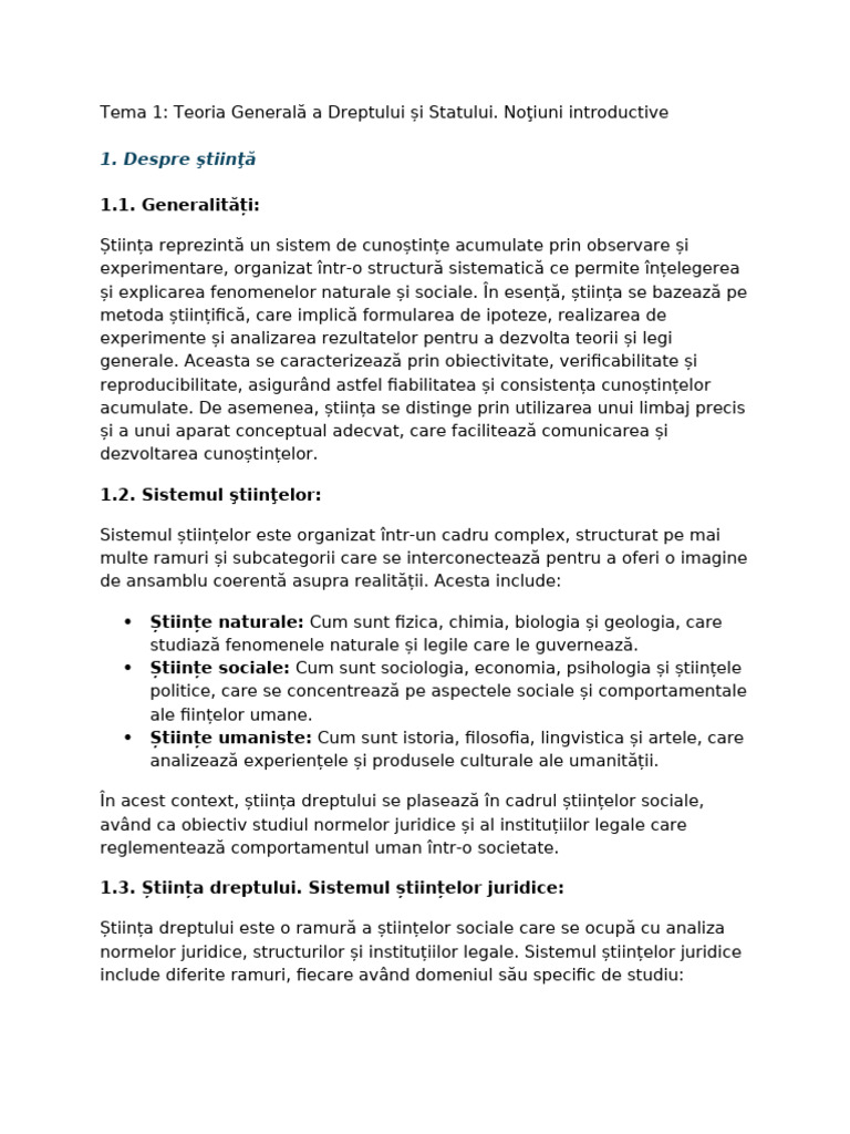 Teoria Generala A Dreptului Si Statului, Notiuni Introductive | PDF