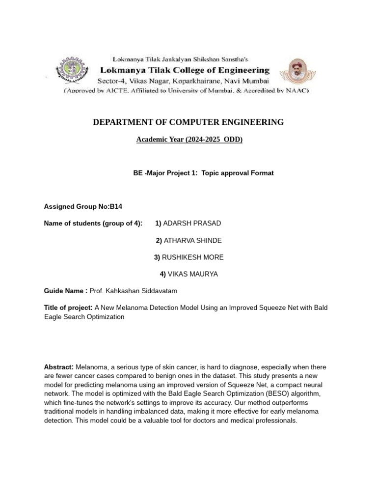 Major Project Topic Approval Format | PDF