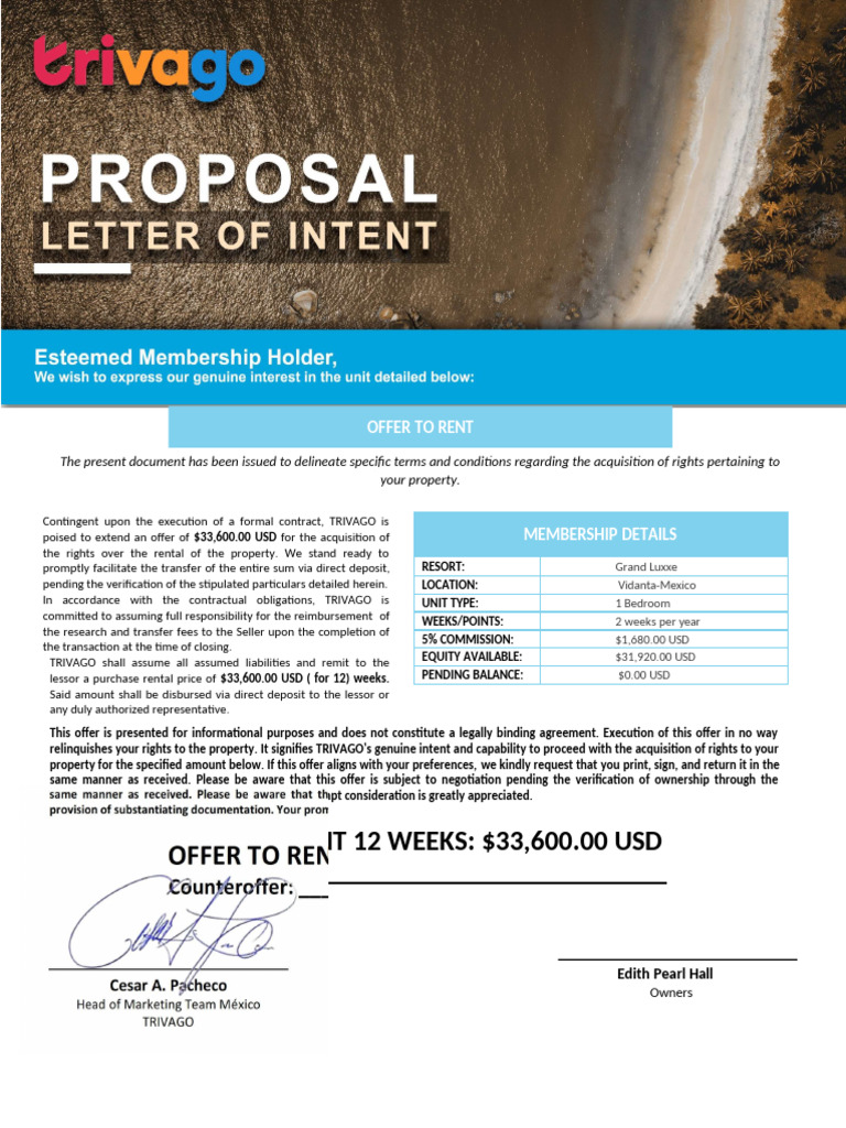 LETTER OF INTENT-EDITH_PEARL_HALL | PDF