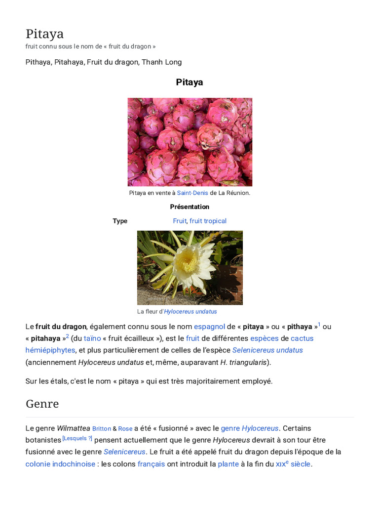 Pitaya - Wikipédia | PDF