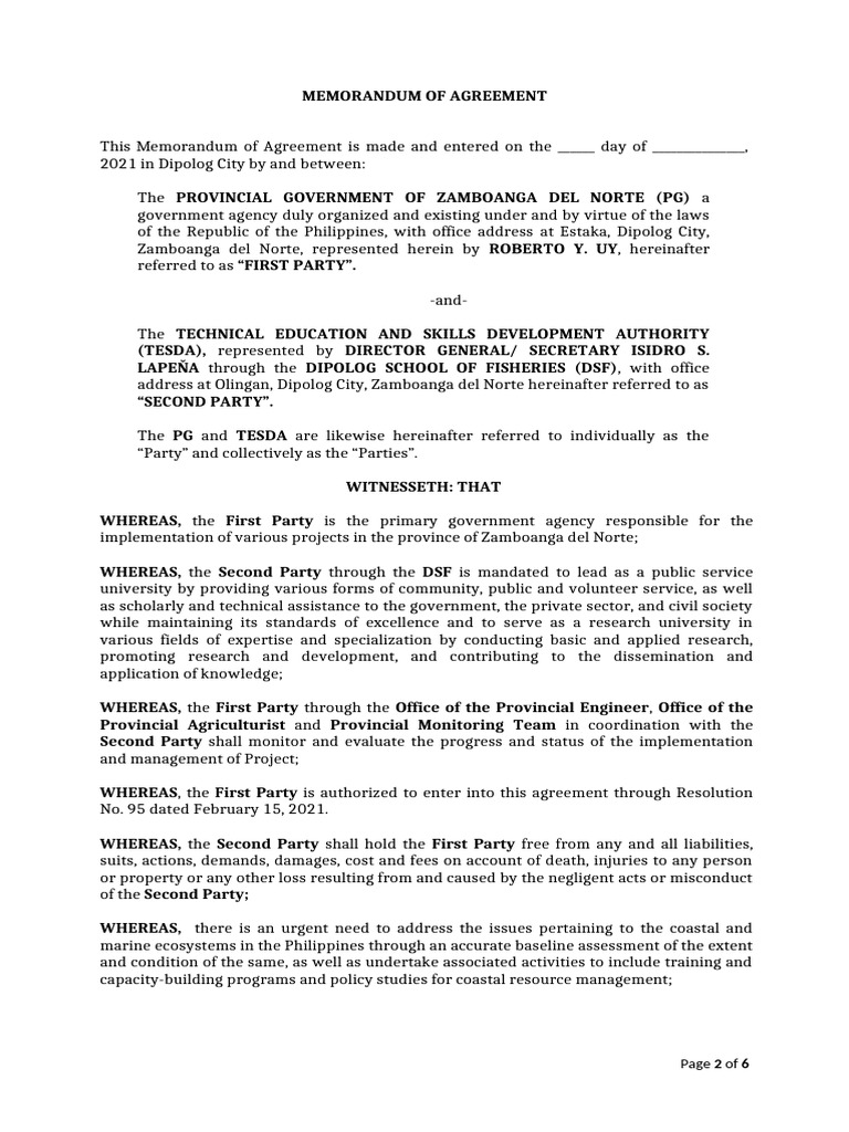 MOA - Revised - Fisheries (FINAL) 3 | PDF