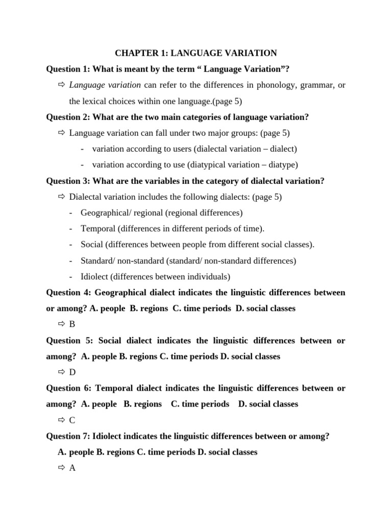 Chapter 1 Language Variation | PDF