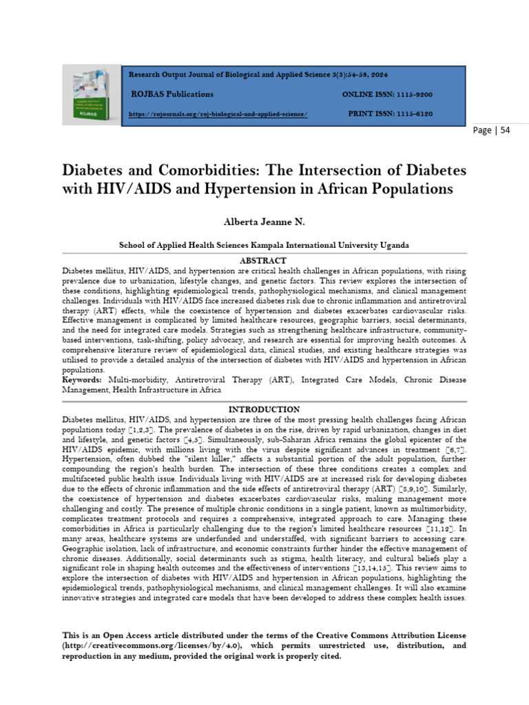 Diabetes and Comorbidities: The Intersection of Diabetes With HIV/AIDS ...