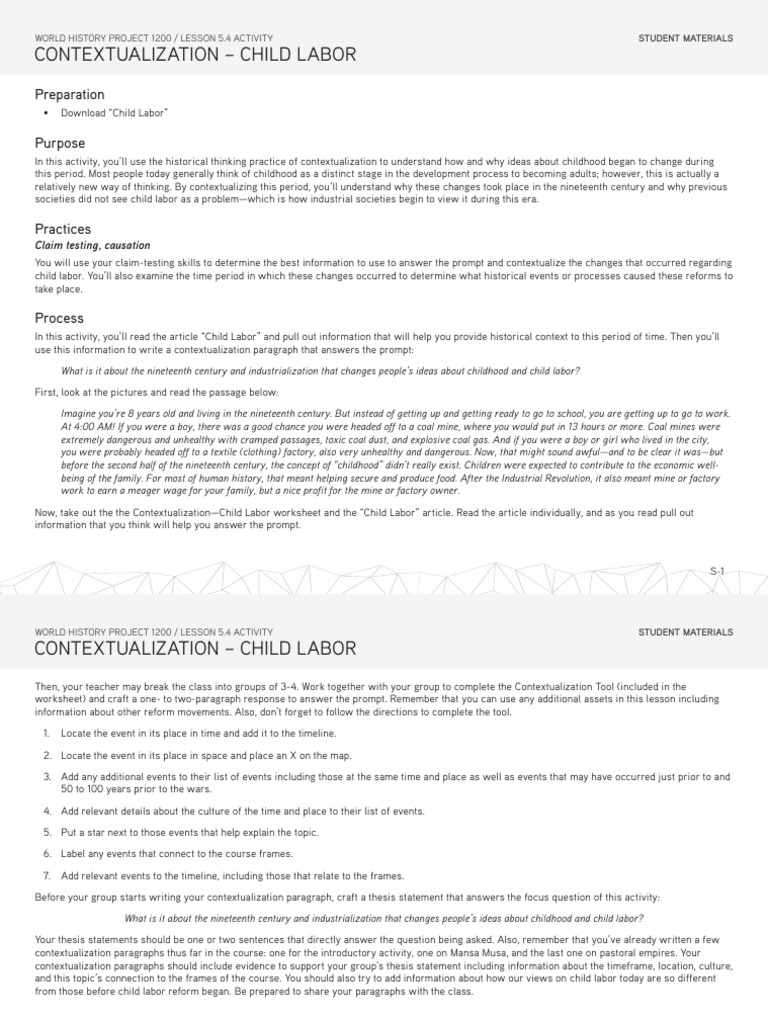 Contextualization - STUDENT | PDF