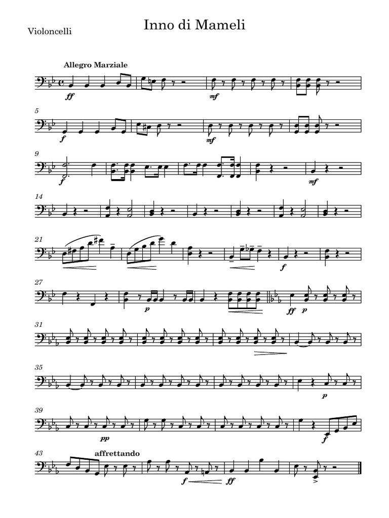 Inno Di Mameli - 04 Violoncelli BOZZA | PDF