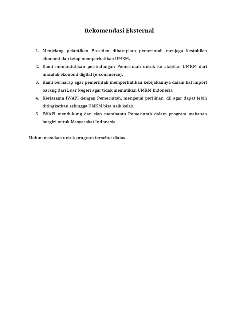 Rekomendasi Eksternal | PDF