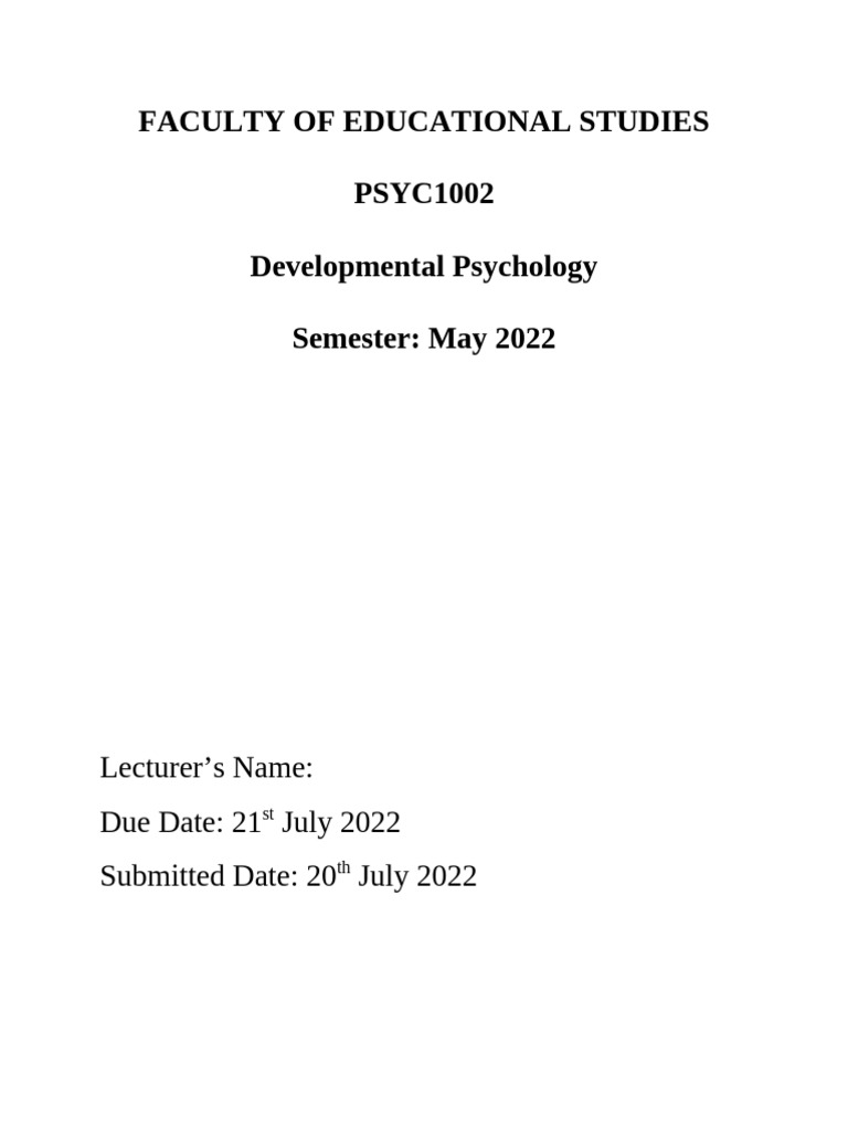 Dev. of Psy Assignment | PDF