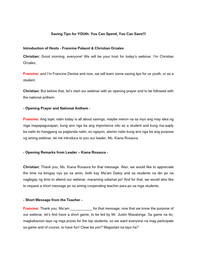 SCRIPT FOR WEBINAR | PDF